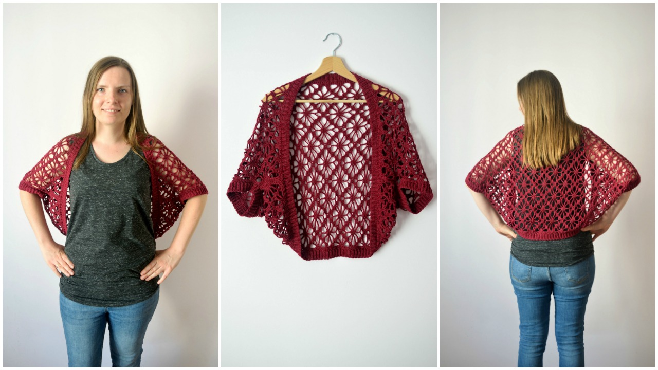 Meadow Lace Shrug free crochet pattern - Mycrochetory